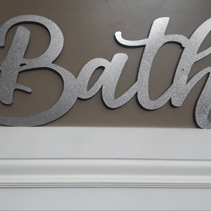 Free Standing Bath Sign | Cursive Bathroom Sign | Wood Bath Sign ...