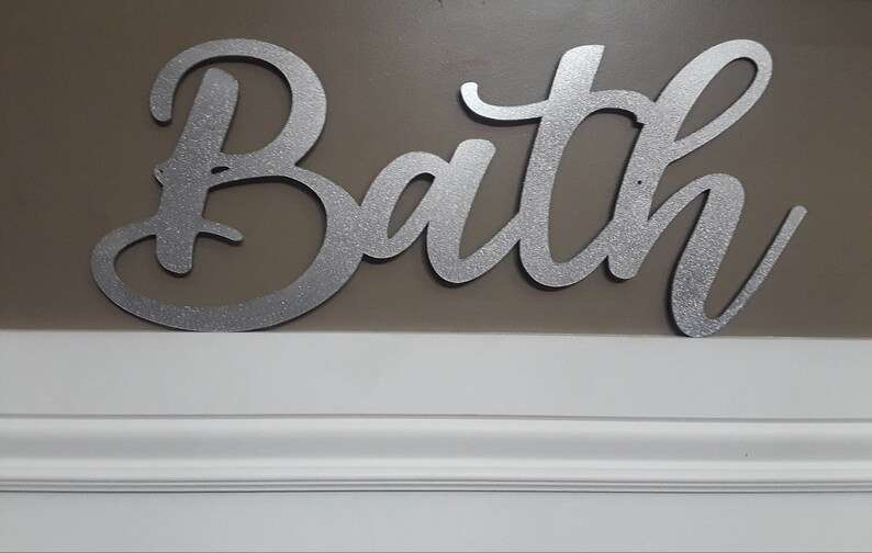 Free Standing Bath Sign | Cursive Bathroom Sign | Wood Bath Sign ...