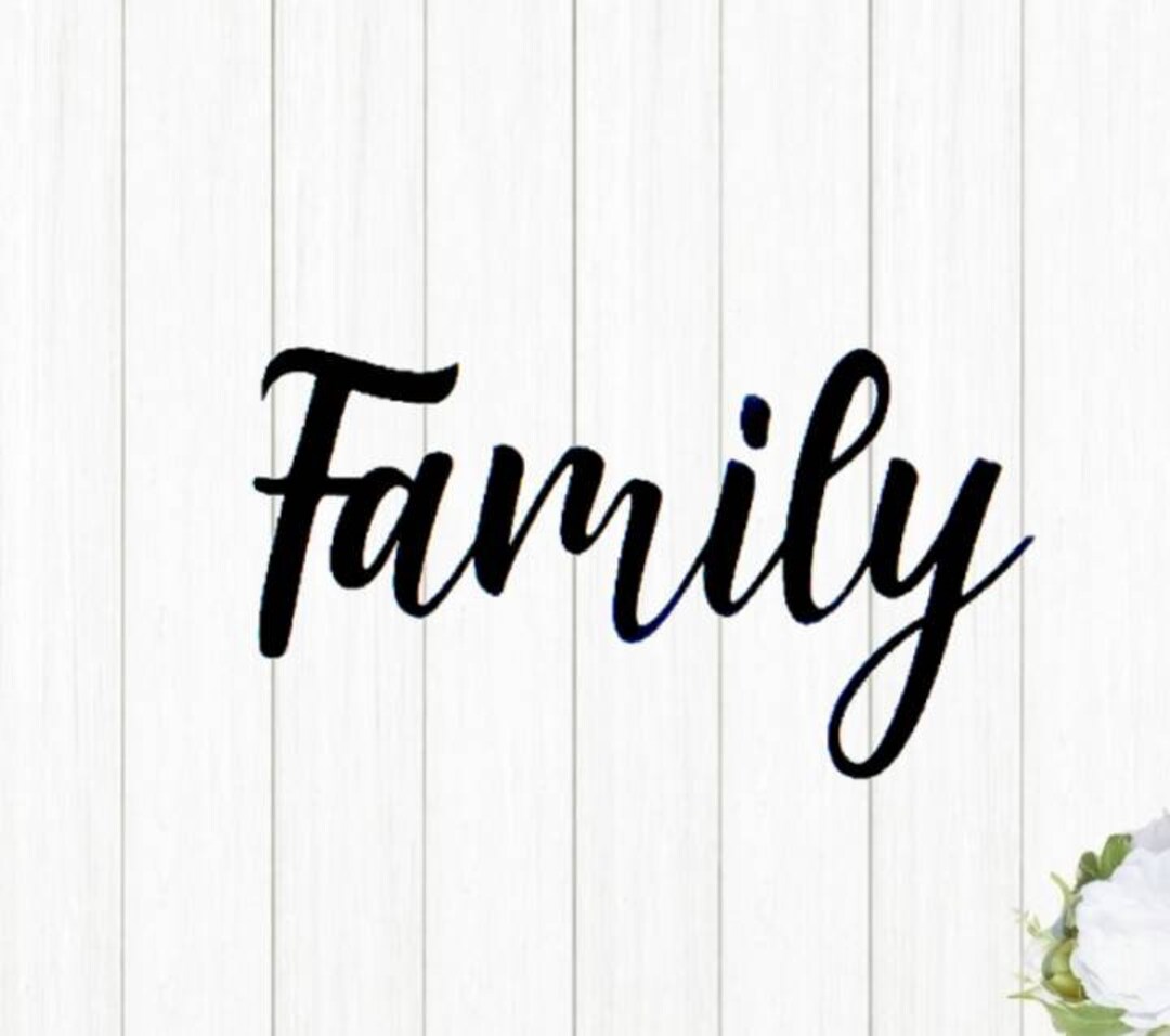 Family Metal Sign Home Decor Cursive Word Sign Family Sign Family ...