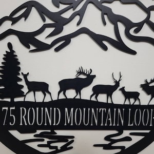 Personalized Elk Sign Elk Address Sign Outdoor Pine Tree Mountain Scene ...