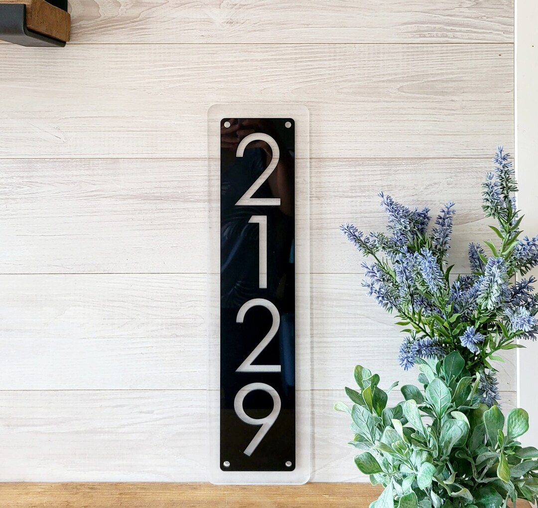 Vertical House Address Sign | Modern House Numbers | Acrylic Address ...