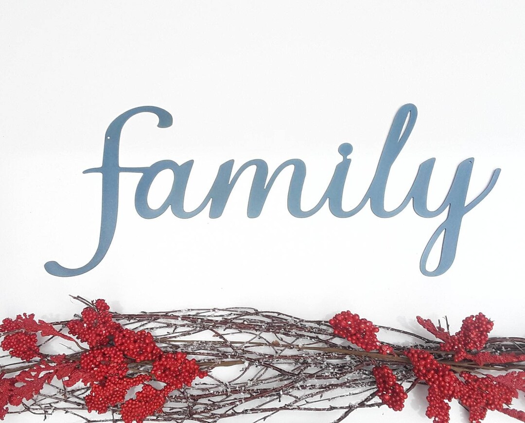 Family Metal Sign Home Decor Cursive Metal Word Sign Family Sign Family ...