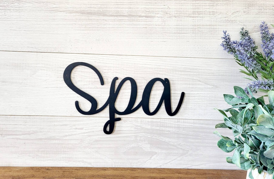Spa Sign Cursive Spa Sign Metal Spa Sign Script Word Spa - Etsy
