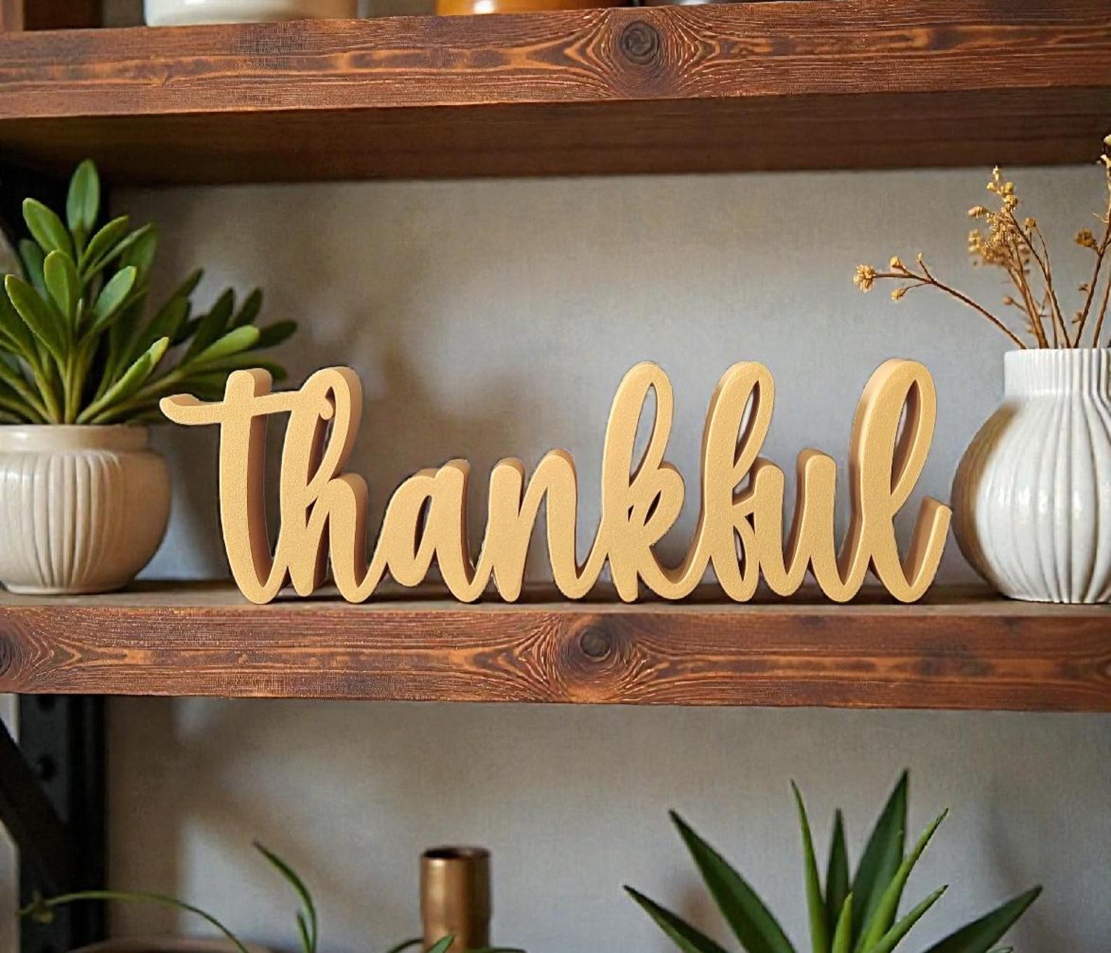 Freestanding Thankful | Farmhouse Thankful Sign | Thick Thankful Sign ...