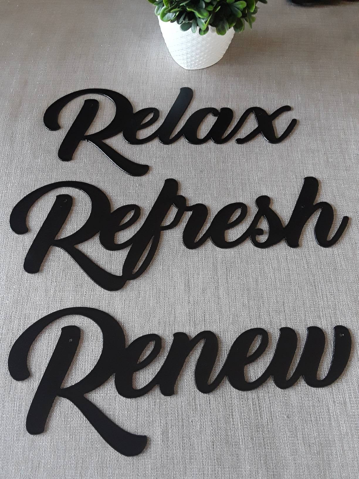 Relax Refresh Renew Bath Signs Metal Relax Bathroom Sign | Etsy