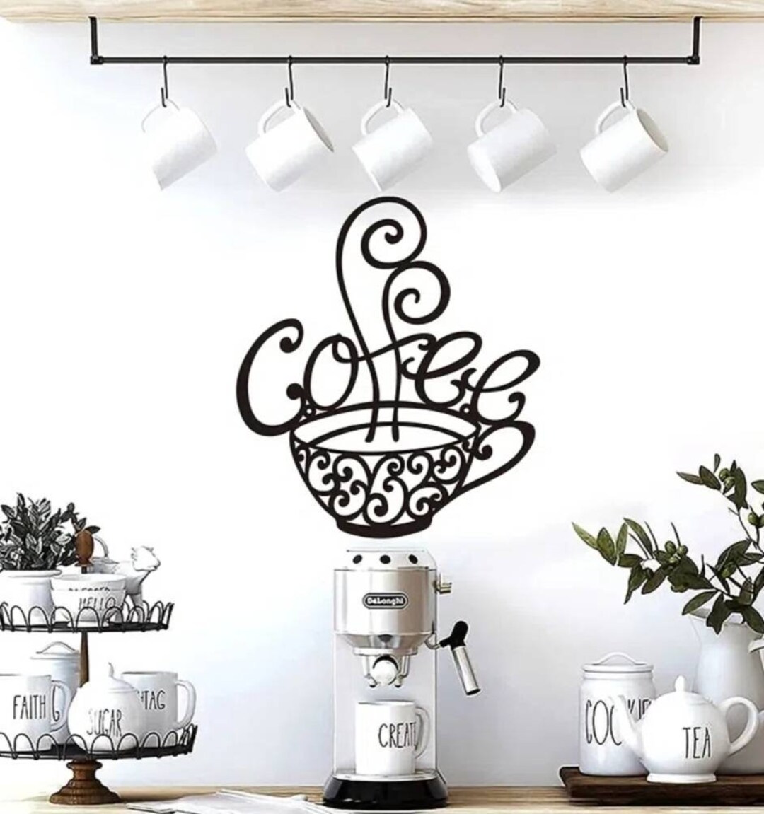 Coffee Bar Sign Kitchen Decor Metal Art Metal Coffee Bar Sign Coffee ...