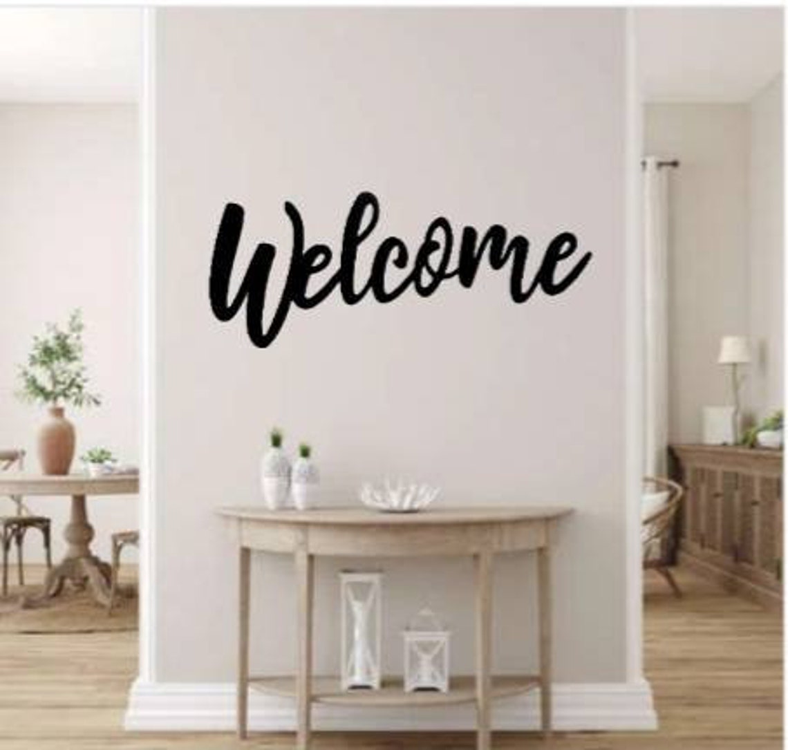 Welcome Sign Cursive Welcome Sign Metal Wall Sign Custom Metal Wall Art ...