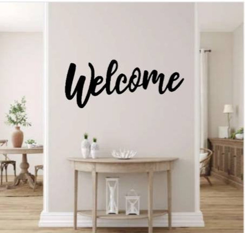 Welcome Sign Cursive Welcome Sign Metal Wall Sign Custom Metal - Etsy