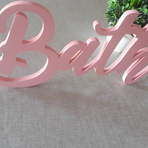 Free Standing Bath Sign | Cursive Bathroom Sign | Wood Bath Sign | Cursive Bath Sign | Cursive ...