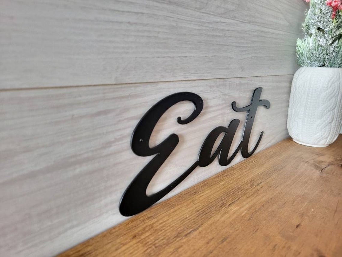 Metal Eat Sign | Cursive Steel Word Art, Kitchen & Dining Decor - Etsy