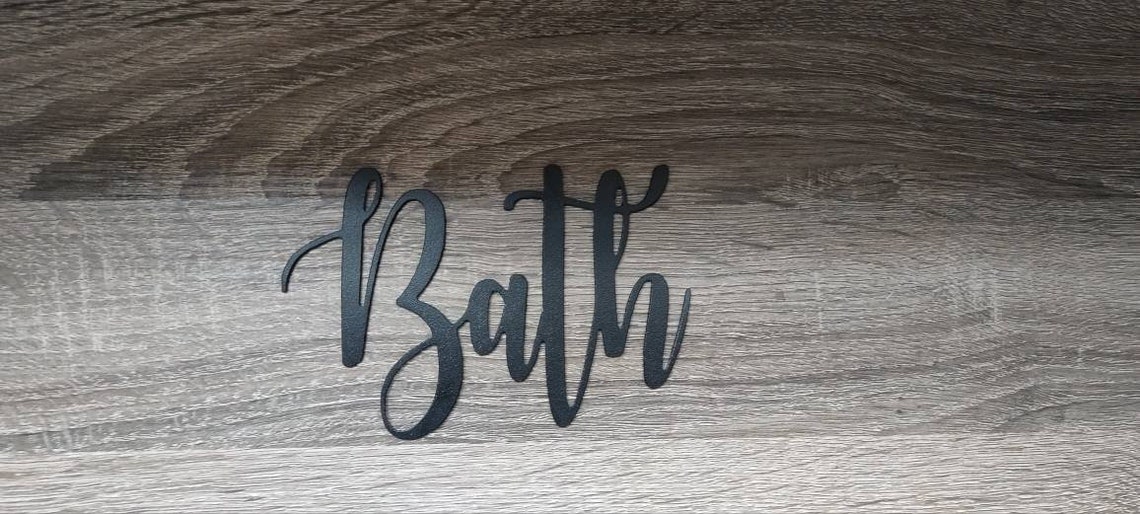 Bath Sign Cursive Bathroom Sign Metal Bath Sign Cursive - Etsy