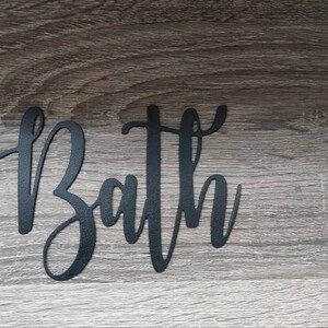 Bath Sign Cursive Bathroom Sign Metal Bath Sign Cursive Word Sign ...