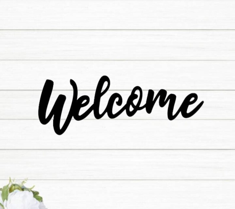 Welcome Sign Cursive Welcome Wood Sign Farmhouse Style Home | Etsy