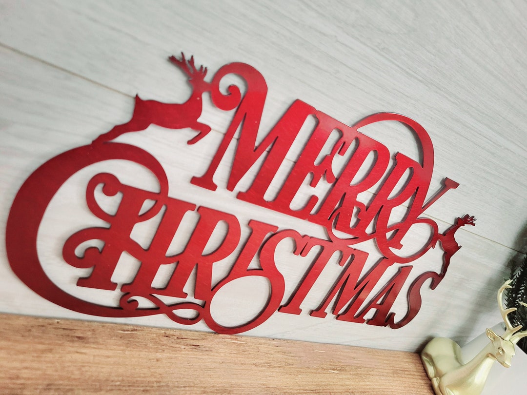 Merry Christmas Metal Sign, Holiday Wall Art Decor, Christmas ...