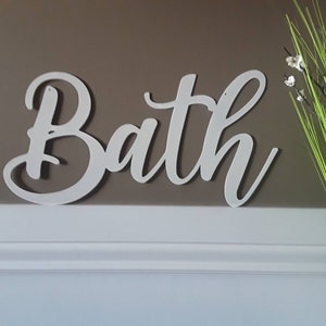 Bath Sign | Cursive Bathroom Sign | Metal Bath Sign | Cursive Word Sign ...