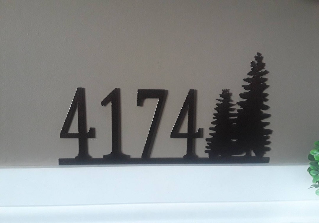 Rustic Address Sign | Pine Tree Sign | House Numbers | Metal Address ...