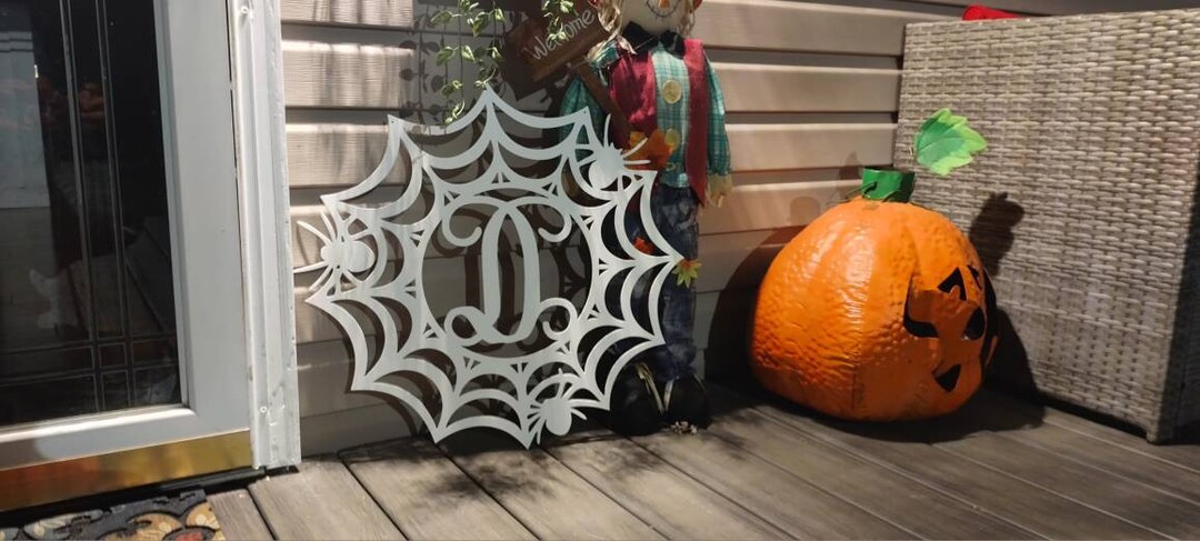 Monogram Spider Web Door Hanger | Personalized Spider Web Sign ...