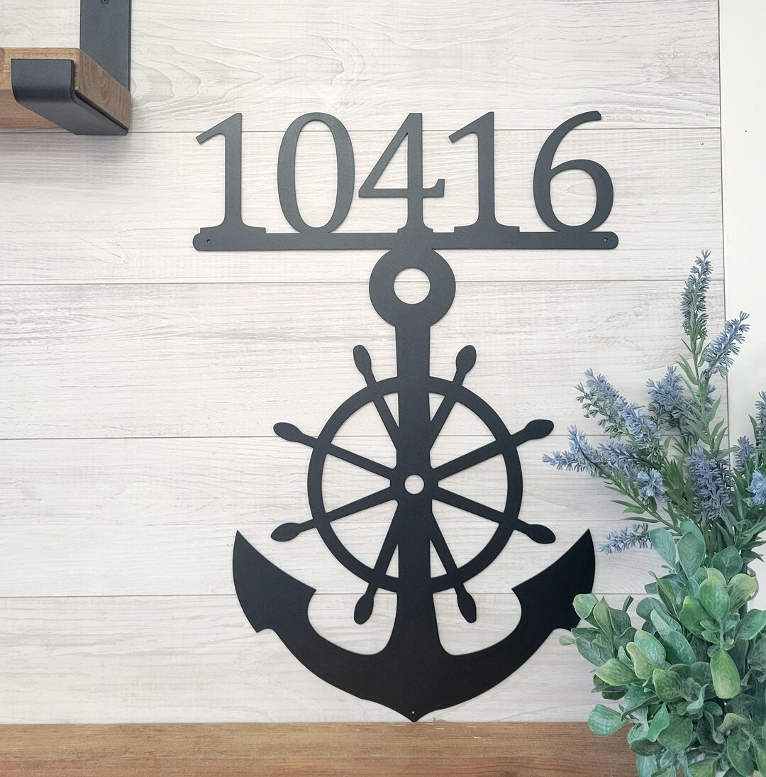 Anchor Address Sign | House Numbers | Nautical Sign | Lake House Sign ...