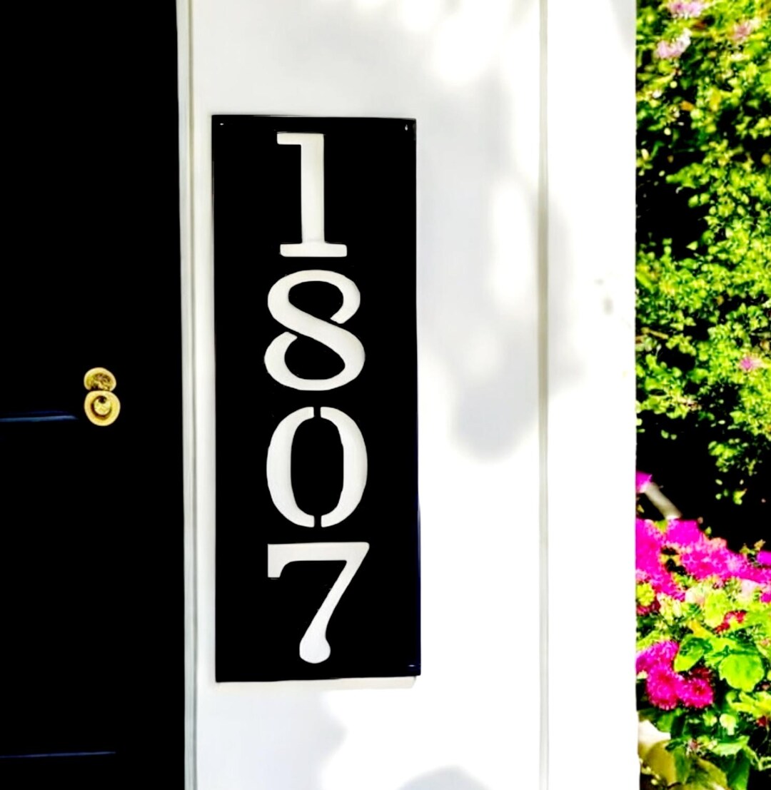 Vertical Metal House Number Sign | Modern Outdoor Address - Etsy