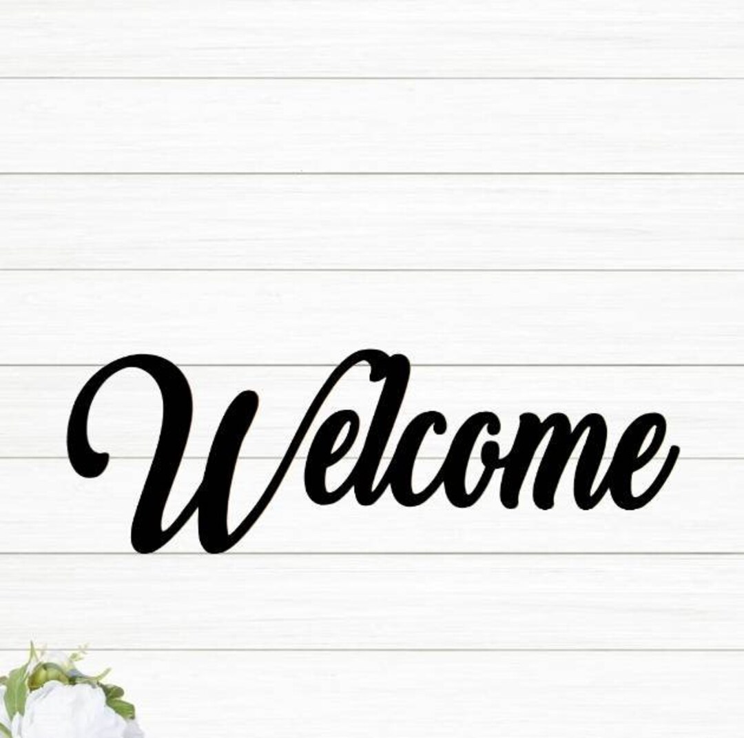 Welcome Sign Cursive Welcome Sign Wood Welcome Sign Entryway Sign Foyer ...