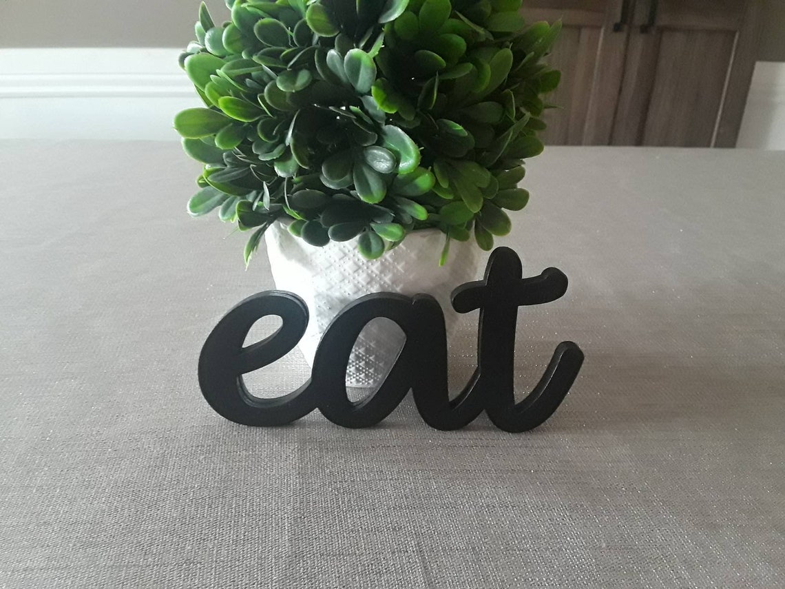 Free Standing Eat Sign Cursive Eat Sign Wood Eat Sign | Etsy