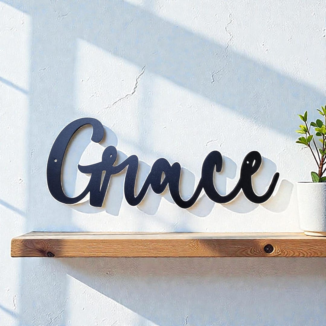 Metal Grace Sign | Script Grace Sign |metal Word | Cursive Grace Sign ...