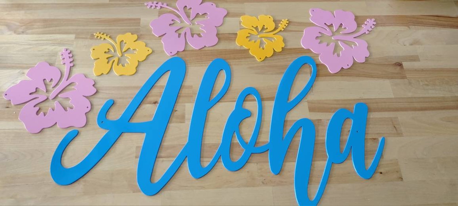 Aloha Metal Sign Cursive Aloha Sign Script Aloha Sign | Etsy