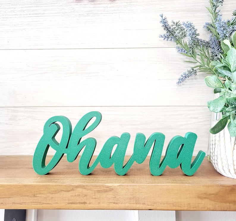 Freestanding Ohana Sign | Hawaiian Beach Décor | Script Ohana Sign ...