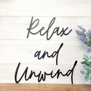 Relax and Unwind Bath Signs | Metal Relax Bathroom Sign | Set of 3 ...
