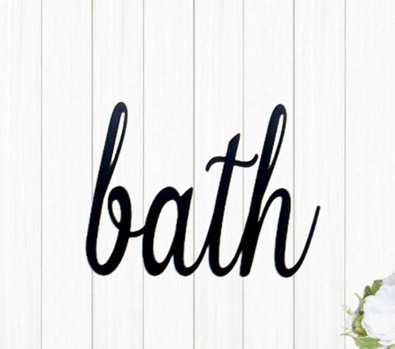 Bath Sign Cursive Bathroom Sign Metal Bath Sign Cursive | Etsy