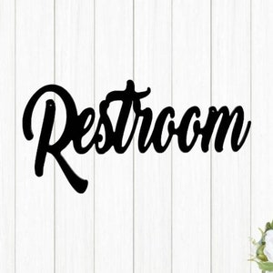 Restroom Sign | Metal Restroom Sign | Cursive Restroom Sign | Script ...