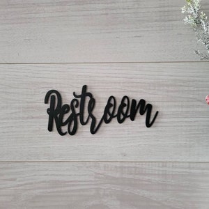 Restroom Sign | Metal Restroom Sign | Cursive Restroom Sign | Script ...