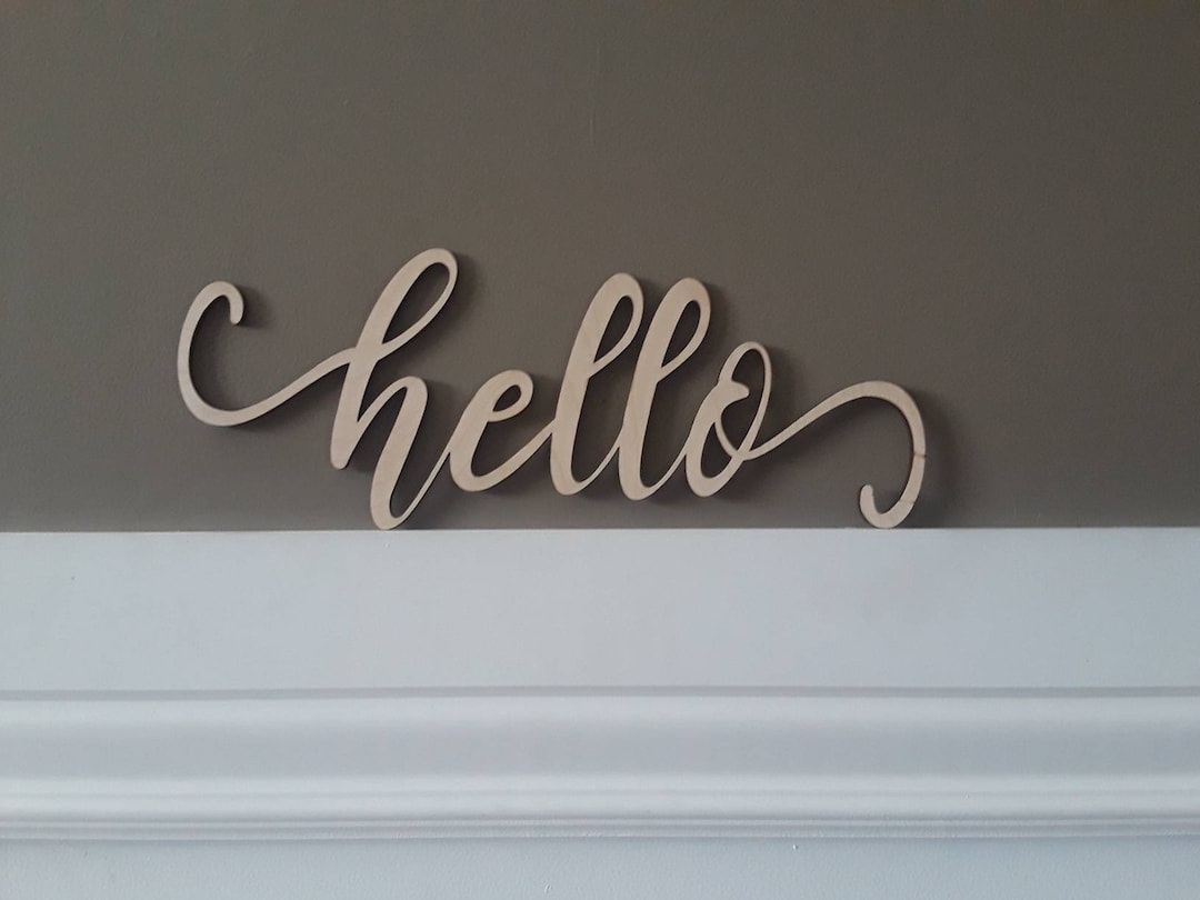 Mini Swirly Hello Sign Wreath Decor Wooden Script Hello Fall Wreath ...