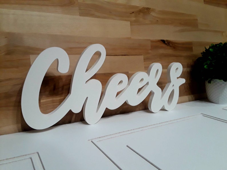 Free Standing Cheers Sign Cursive Cheers Sign Wood Cheers | Etsy