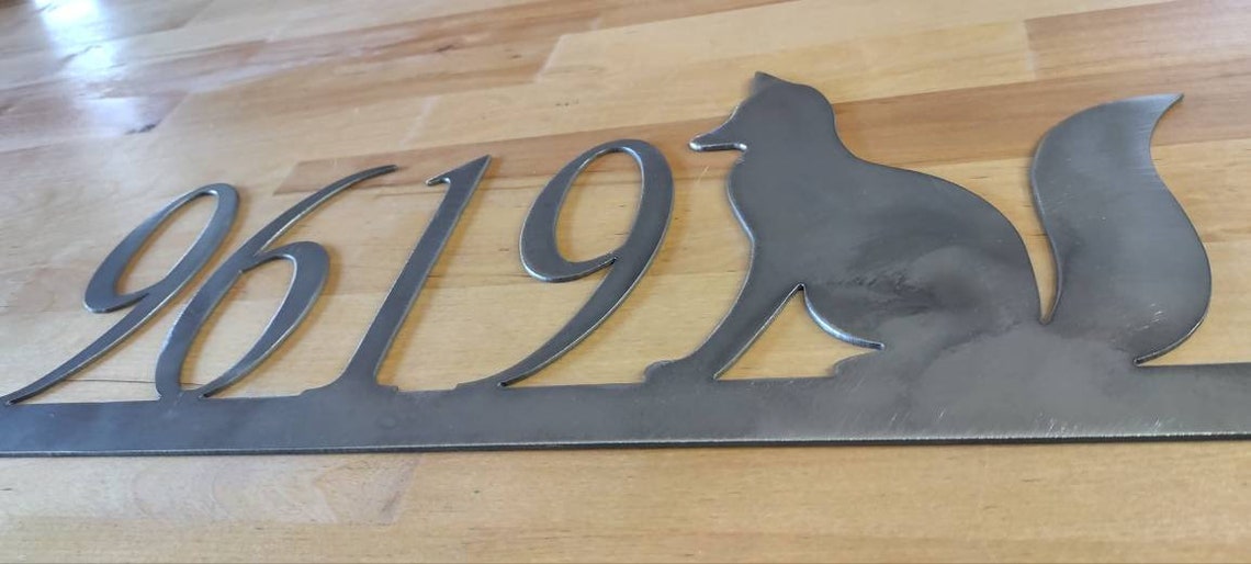 Custom Fox Address Sign | Modern Fix House Numbers Sign | Metal Fox ...