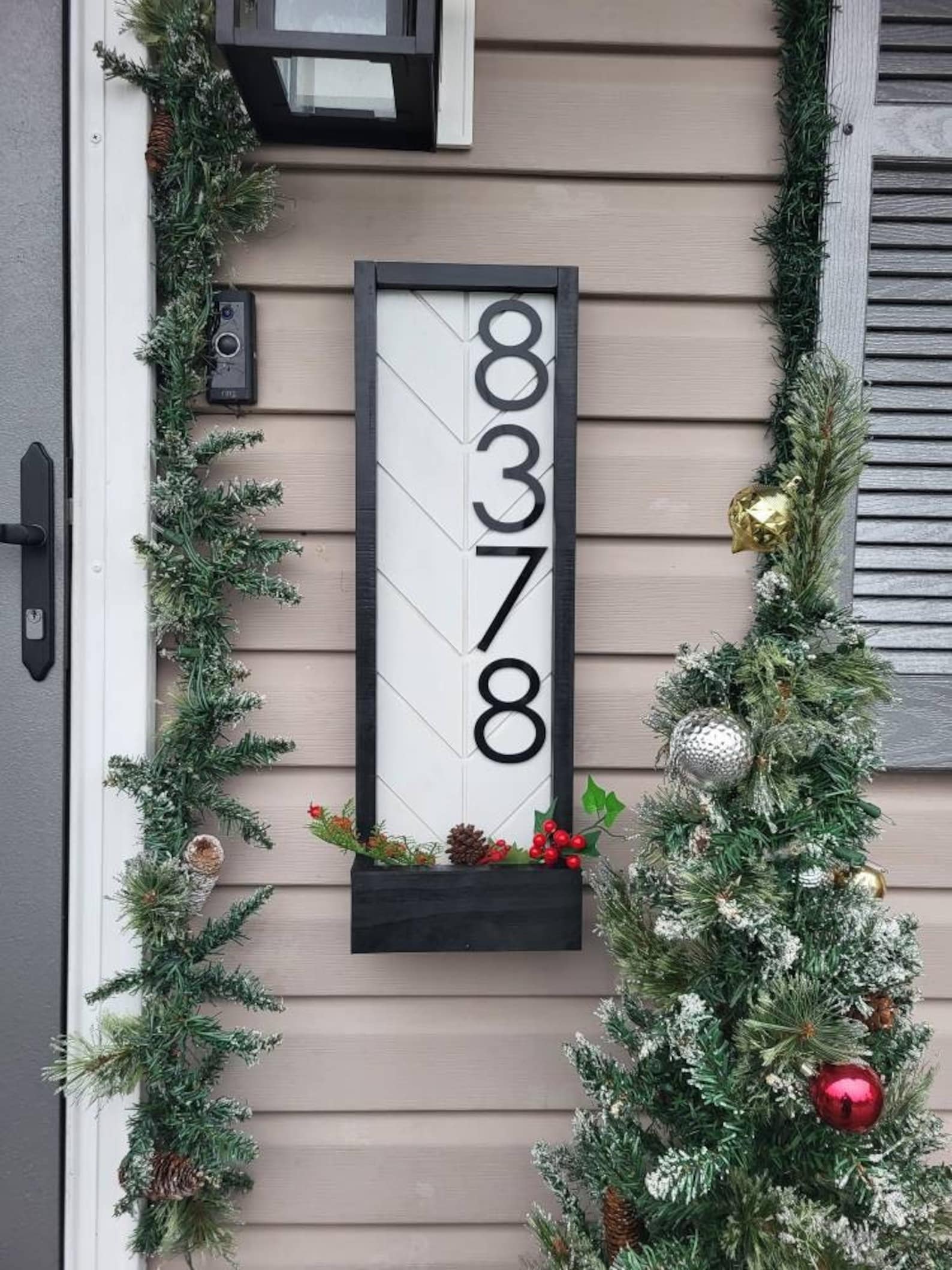 Chevron Address Sign | Planter Box Address Plaque | Flower Pot Address ...