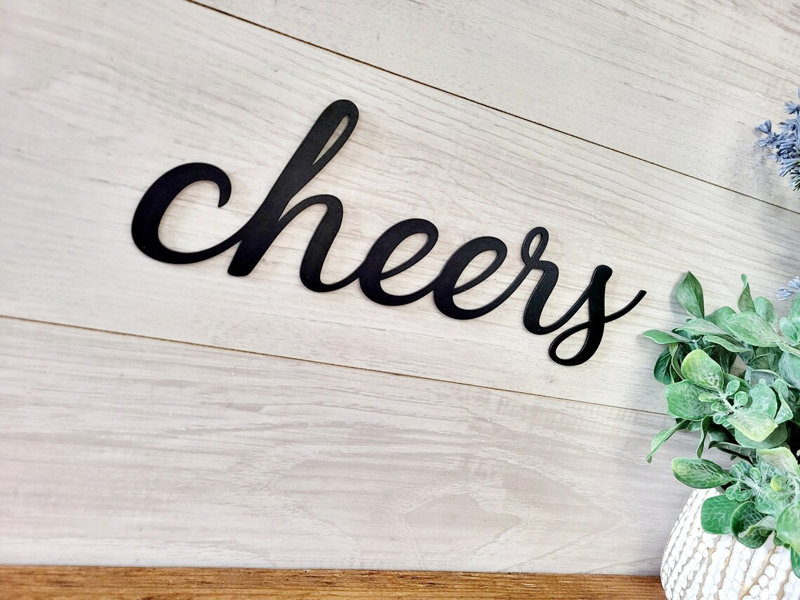 Cheers Sign | Metal Cheers Sign | Script Cheers Sign | Script Font Bar ...