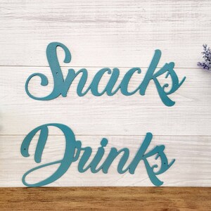 Drinks & Snacks Sign | Drink Bar Sign | Snack Bar Sign | Cursive Wine ...