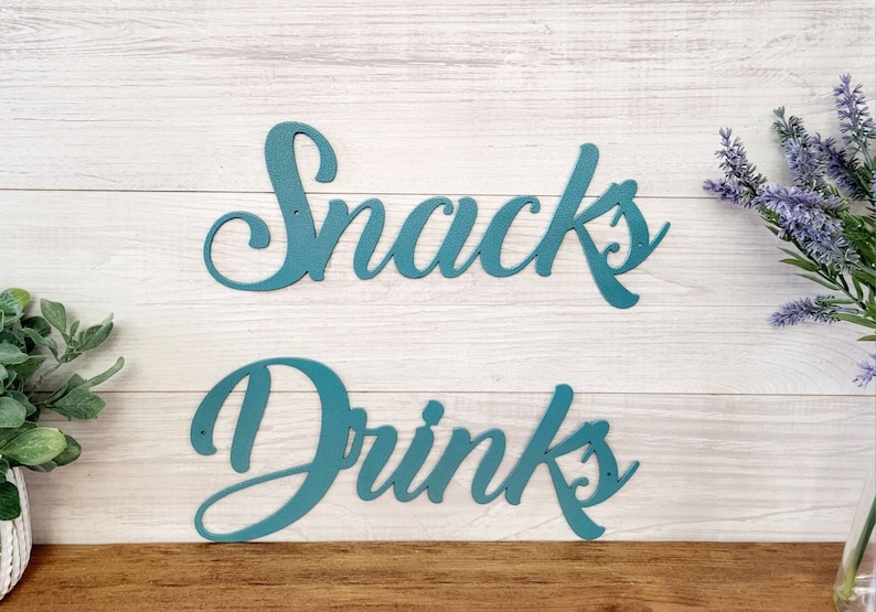 Drinks & Snacks Sign | Drink Bar Sign | Snack Bar Sign | Cursive Wine ...