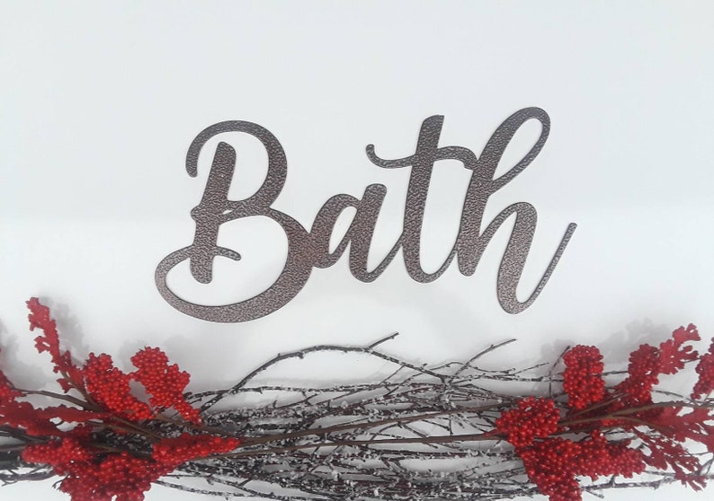 Cursive Metal Bath Sign - Powder Coated Bathroom Decor - Etsy