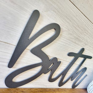 Bath Sign | Cursive Bathroom Sign | Metal Bath Sign | Cursive Word Sign ...