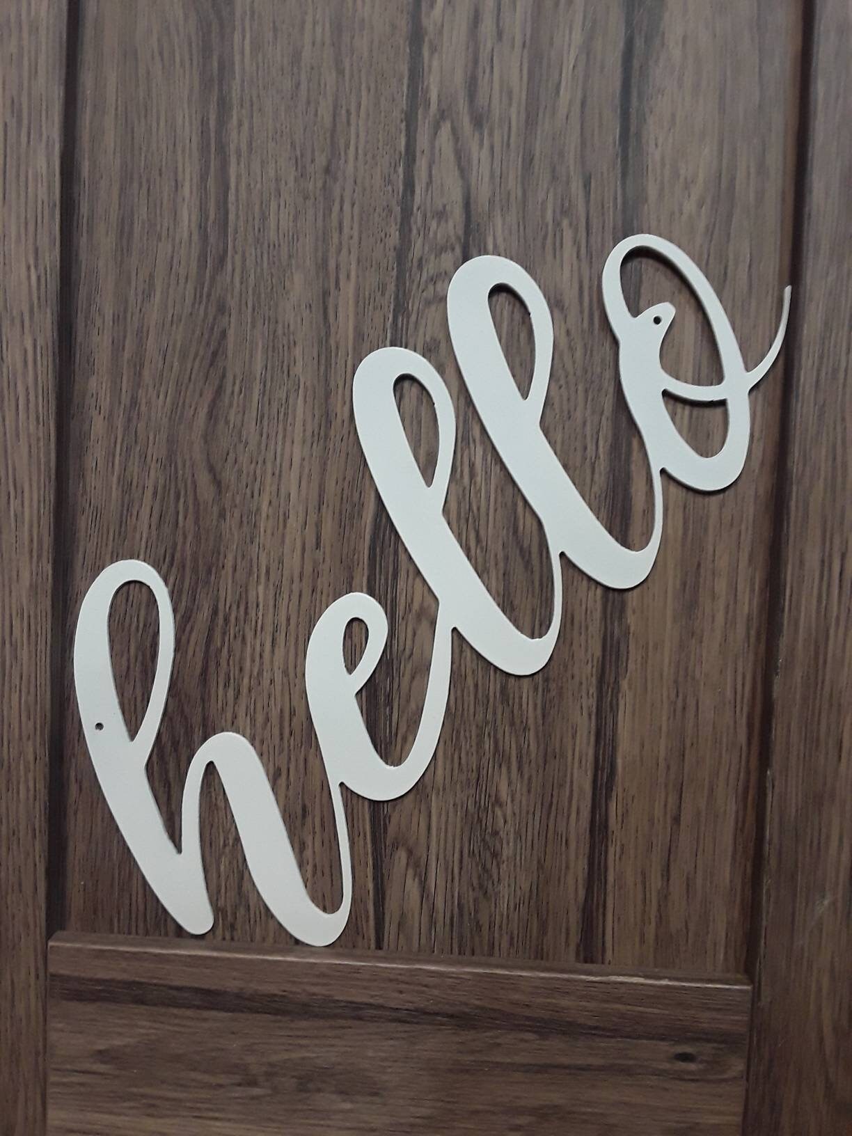 Hello Metal Sign Hello Entryway Sign Hello Cursive Metal | Etsy