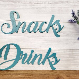 Drinks & Snacks Sign | Drink Bar Sign | Snack Bar Sign | Cursive Wine ...