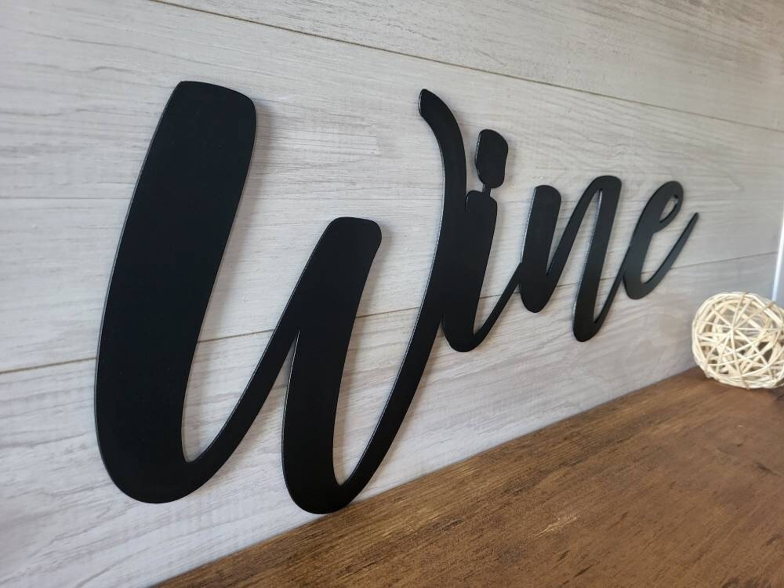 Wine Sign | Metal Wine Sign | Cursive Wine Sign | Kitchen Decor | Metal ...
