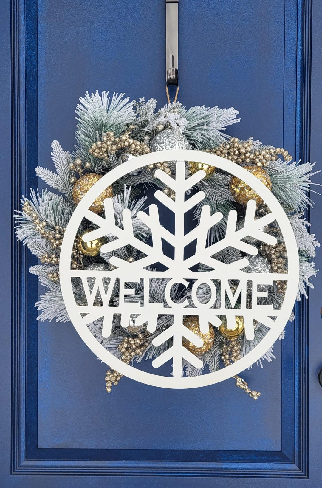 Snowflake Welcome Sign | Personalized Winter Door Hanger | Family Name ...