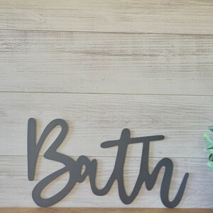 Bath Sign | Cursive Bathroom Sign | Metal Bath Sign | Cursive Word Sign ...