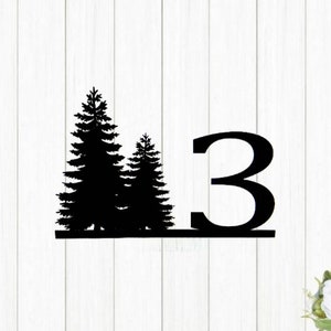 Rustic Address Sign | Pine Tree Sign | House Numbers | Metal Address ...