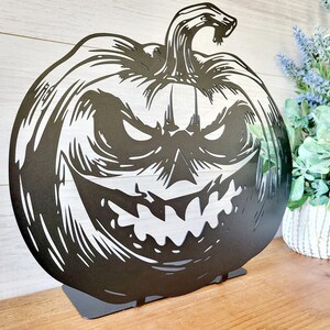 Freestanding Metal Pumpkin Sign | Spooky Jack O Lantern Yard Sign ...