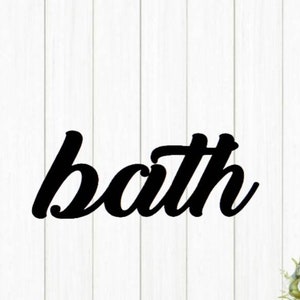 Bath Sign | Cursive Bathroom Sign | Metal Bath Sign | Cursive Word Sign ...