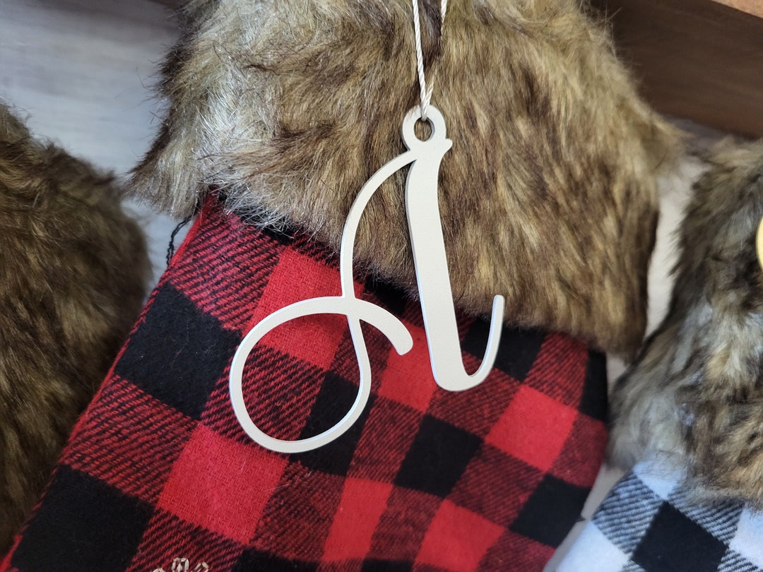 Metal Monogram Ornament Letter Name Ornament Personalized Christmas ...